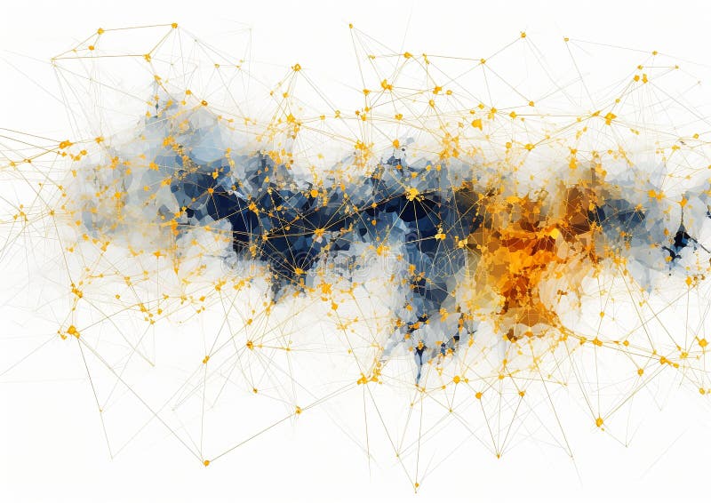 A Map of the World Made of Dots, Lines, and Abstract Golden Thre Stock ...