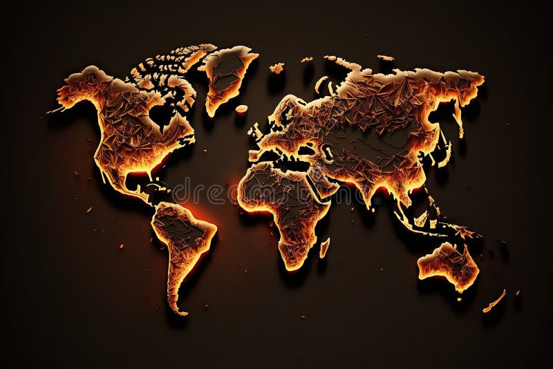 Map of the World Made from Fire, Concept of Wat III, Created with ...