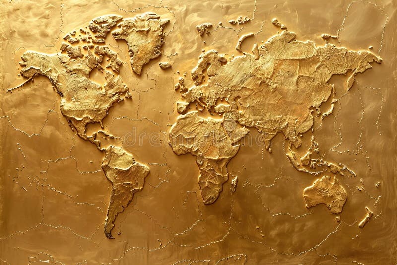 Map of the World Made of Gold. Generative AI. Stock Illustration ...