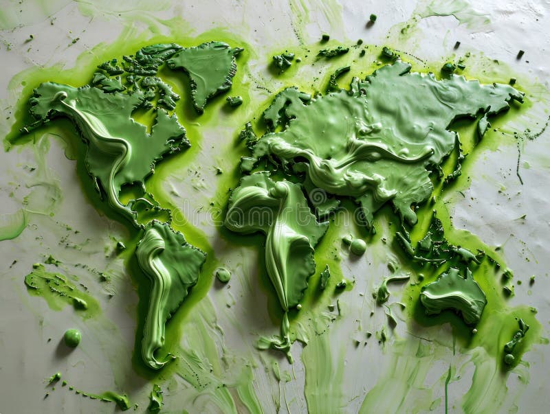 A Map of the World Made of Green Paint Stock Illustration ...