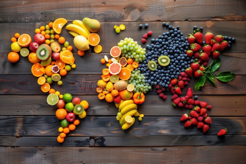 Fruit world map. stock illustration. Illustration of australia - 62418268