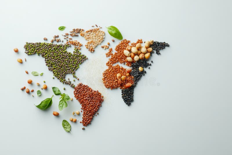 A Map of the World is Made Out of Different Types of Beans and Nuts ...