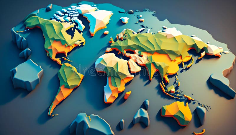 Map of the World Made Out of Low Polygonics Generative AI Stock ...