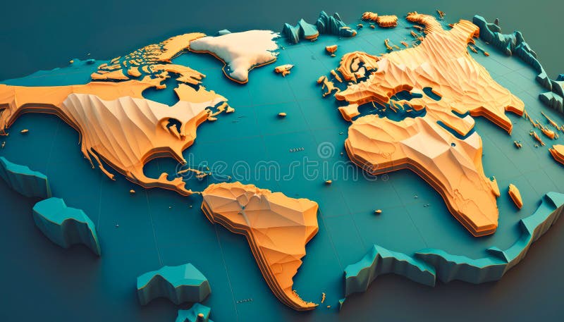 Map of the World Made Out of Paper Generative AI Stock Illustration ...