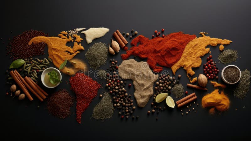 A Map of the World Made Out of Spices Stock Photo - Image of ...