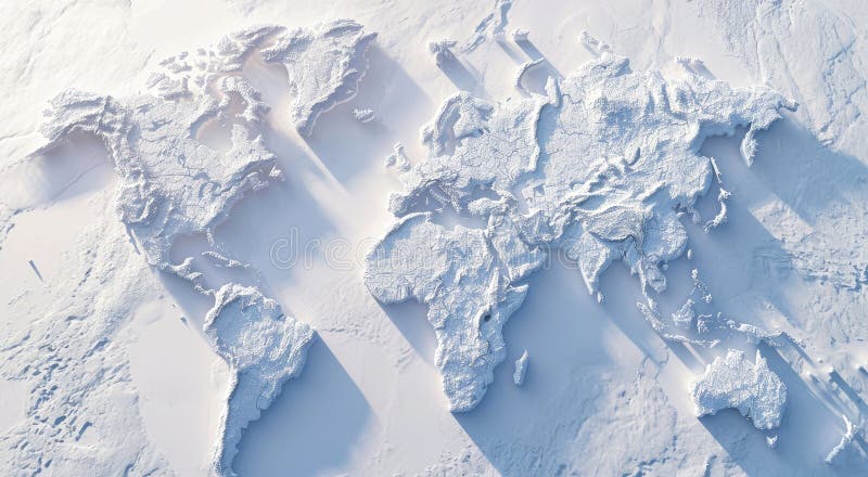 Map of the World Made of Snow. Stock Illustration - Illustration of ...