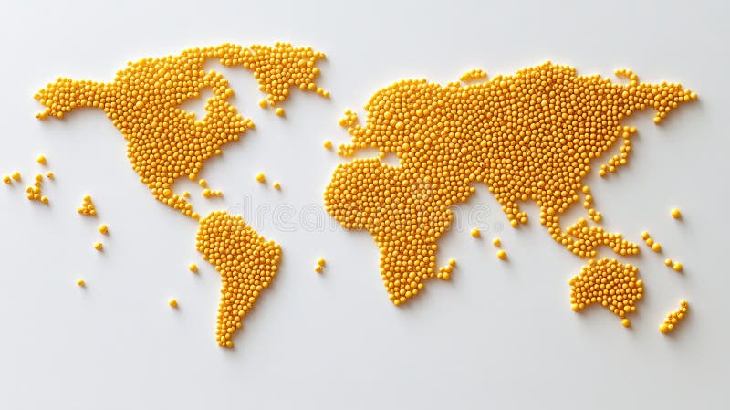 Map of the World Made with Yellow Spheres on White Background ...