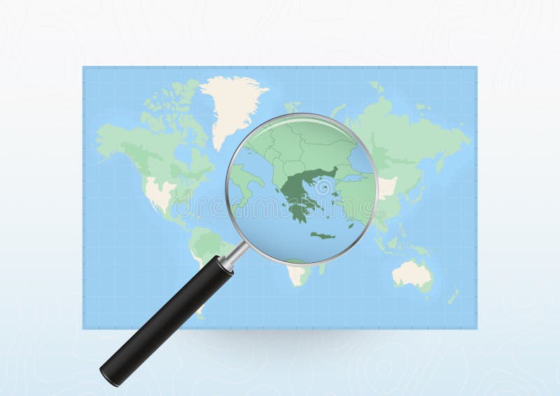 Map of the World with a Magnifying Glass Aimed at Greece, Searching ...