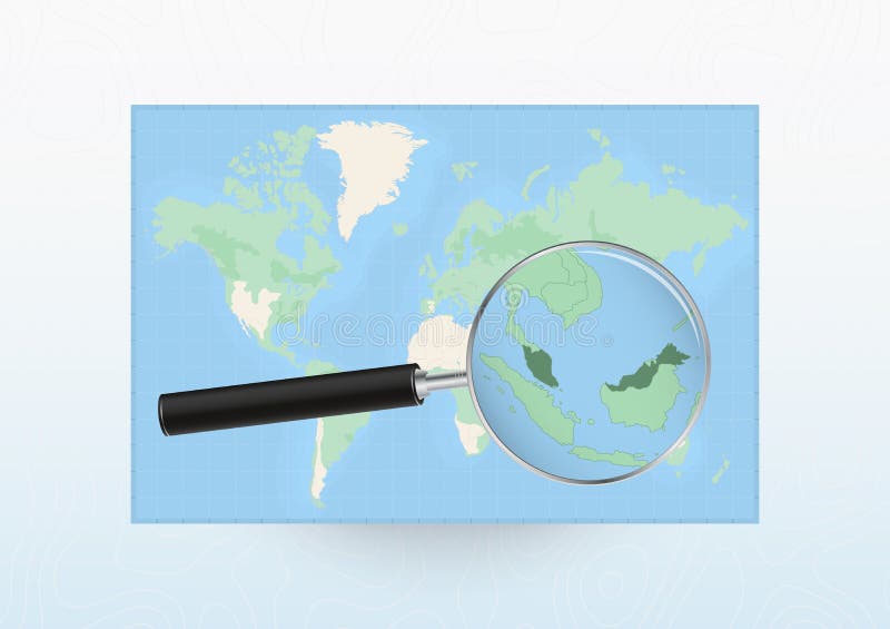 Map of the World with a Magnifying Glass Aimed at Malaysia, Searching ...
