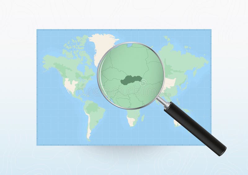 Map of the World with a Magnifying Glass Aimed at Slovakia, Searching ...