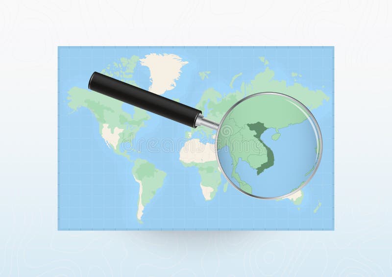 Map of the World with a Magnifying Glass Aimed at Vietnam, Searching ...