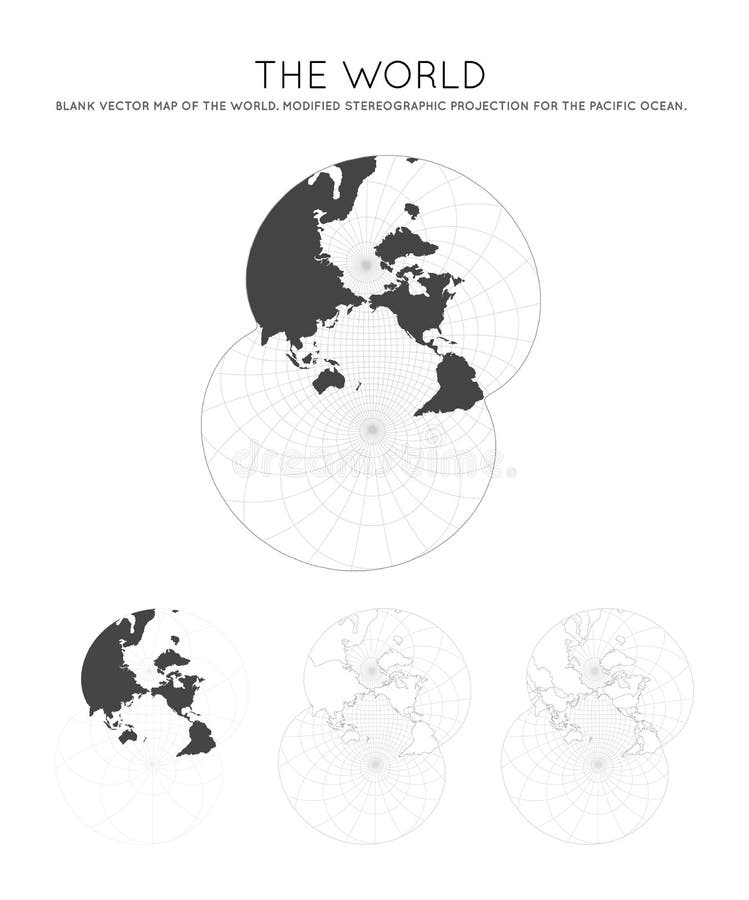 World Map. Modified Stereographic Projection for. Stock Vector ...
