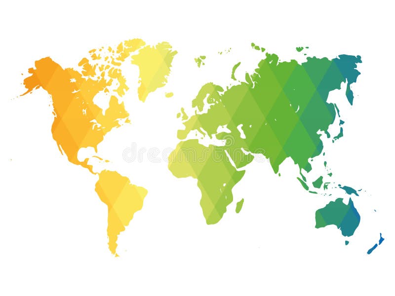 Map of World. Multicolor Low Poly Gradient of Rhombus Shapes Stock ...