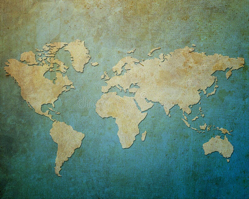 Map World on Paper Background Stock Illustration - Illustration of ...