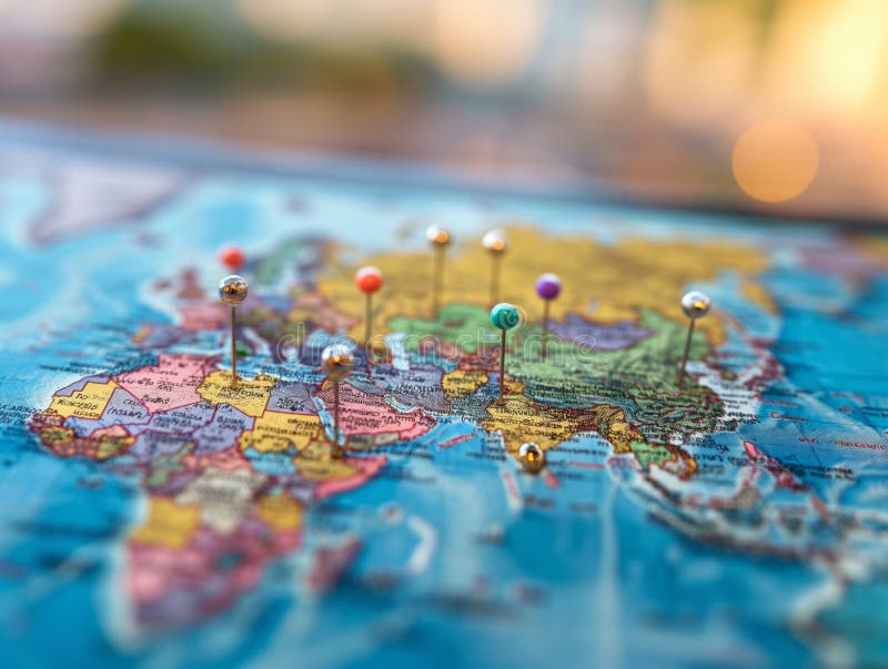 A Map of the World with Pins on it Stock Image - Image of geography ...