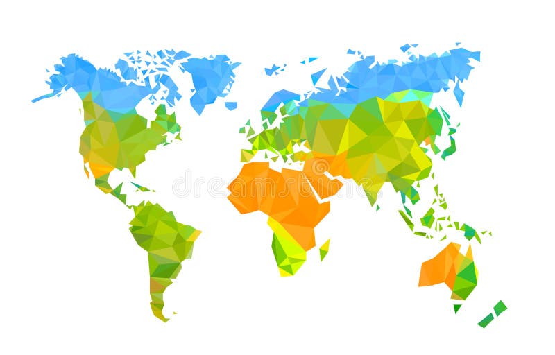 Map World Polygon on a White Background, Vector Illustration Stock ...