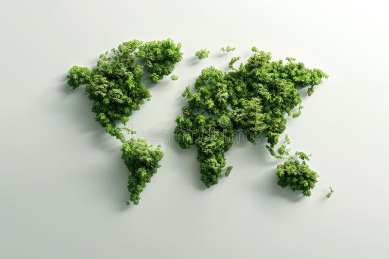 A Map of the World Represented by Interconnected Trees, Ideal for ...