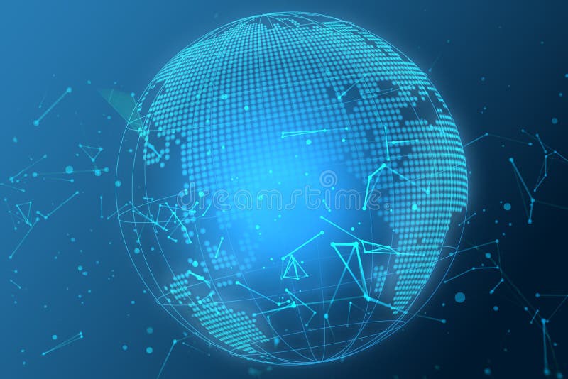 Map World Representing the Global Network Line Wire Frame Banner on ...