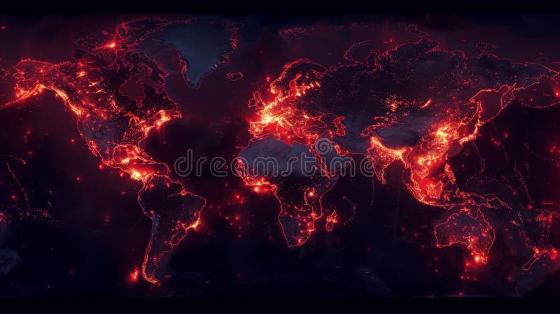 A Map of the World Showcasing Continents, Countries, and Oceans in Red ...