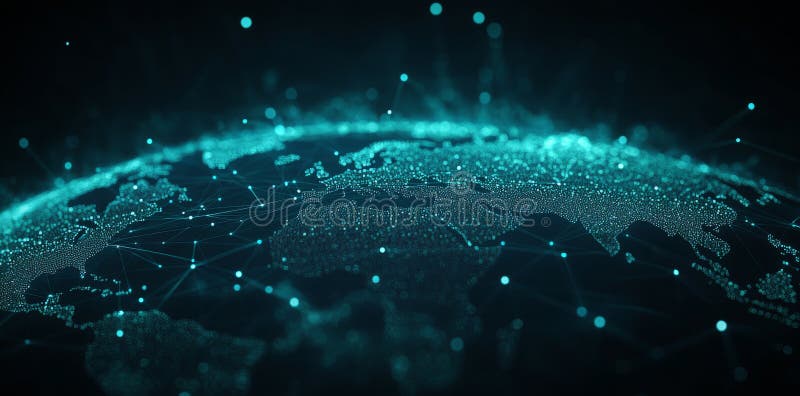 A Map of the World Showcasing the Internet Against a Technological ...