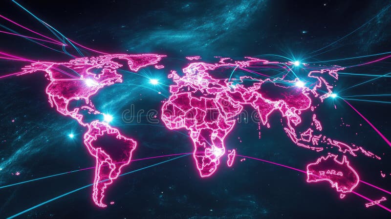 A Map of the World Surrounded by Lines, Suitable for Educational or ...