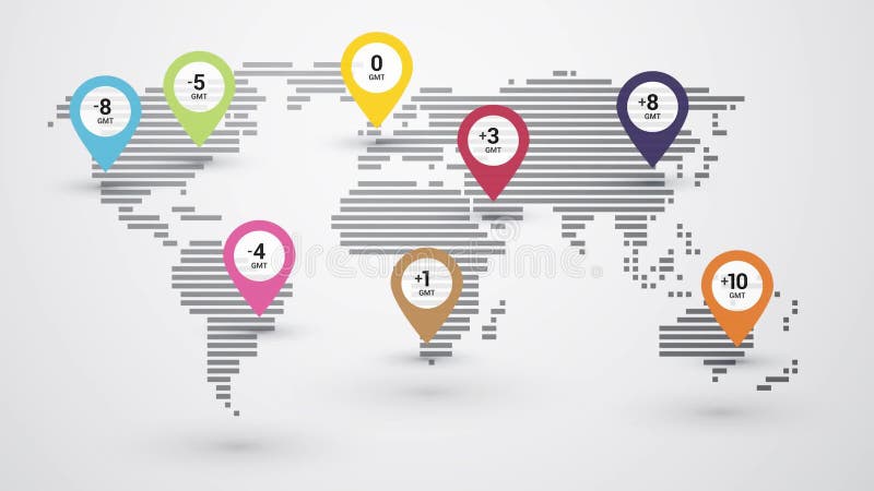 World Time Map and Satellite Circulation Cartoon Animation Stock ...