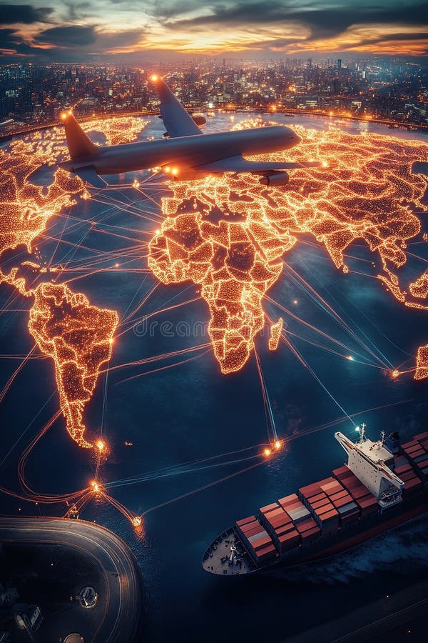 A Map of the World with Trade Routes that Connect and Symbolize World ...