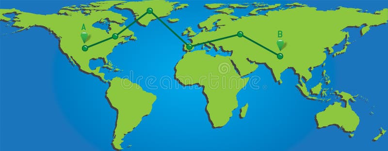 Map of World with Trading Paths and Points Stock Vector - Illustration ...