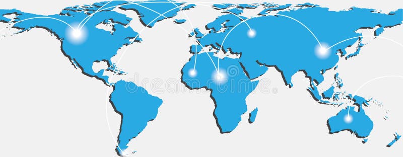 Map of World with Trading Paths and Points Stock Vector - Illustration ...