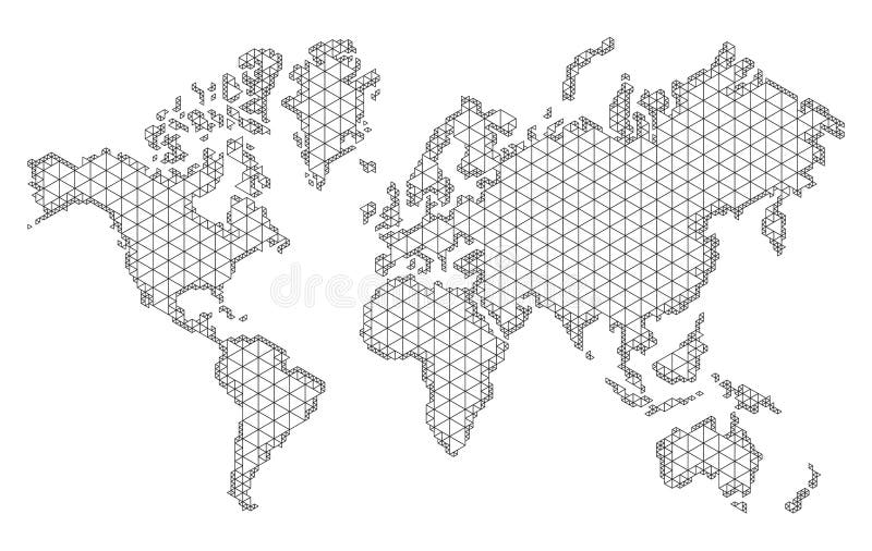 Map of World with Triangles Design. Polygon Mesh of Earth Map. Vector ...
