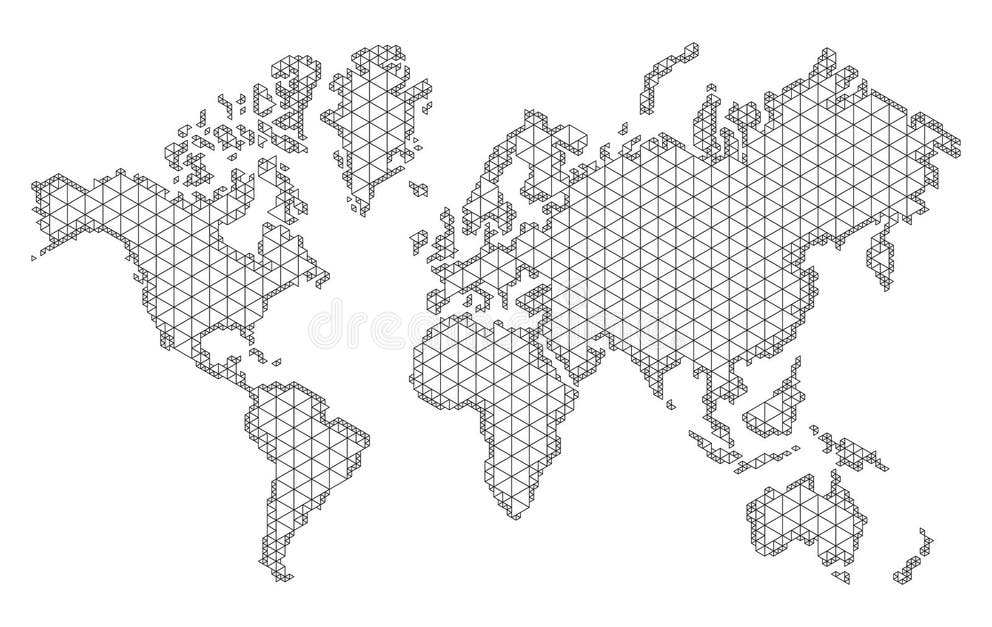 Map of World with Triangles Design. Polygon Mesh of Earth Map. Vector ...