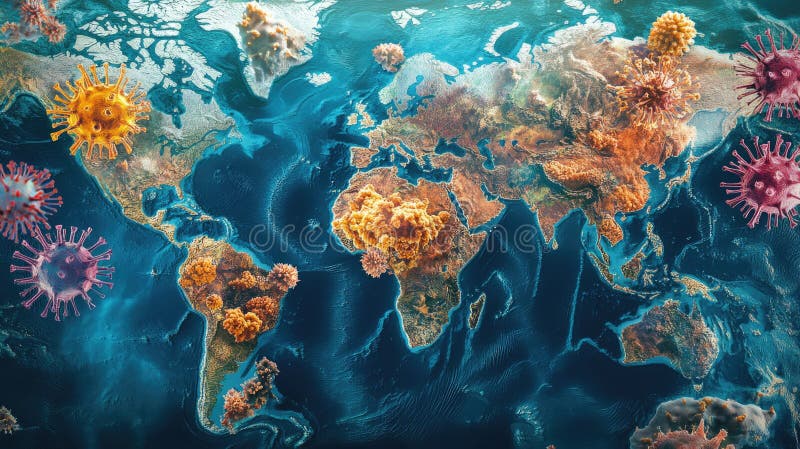 Map of the World with a Virus Outbreak Stock Photo - Image of world ...
