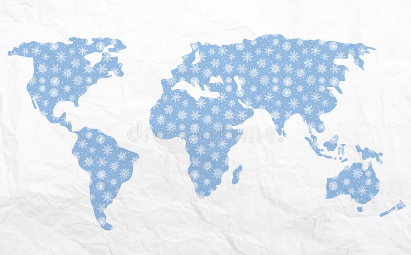 Map of the World in Winter - for Christmas Stock Illustration ...