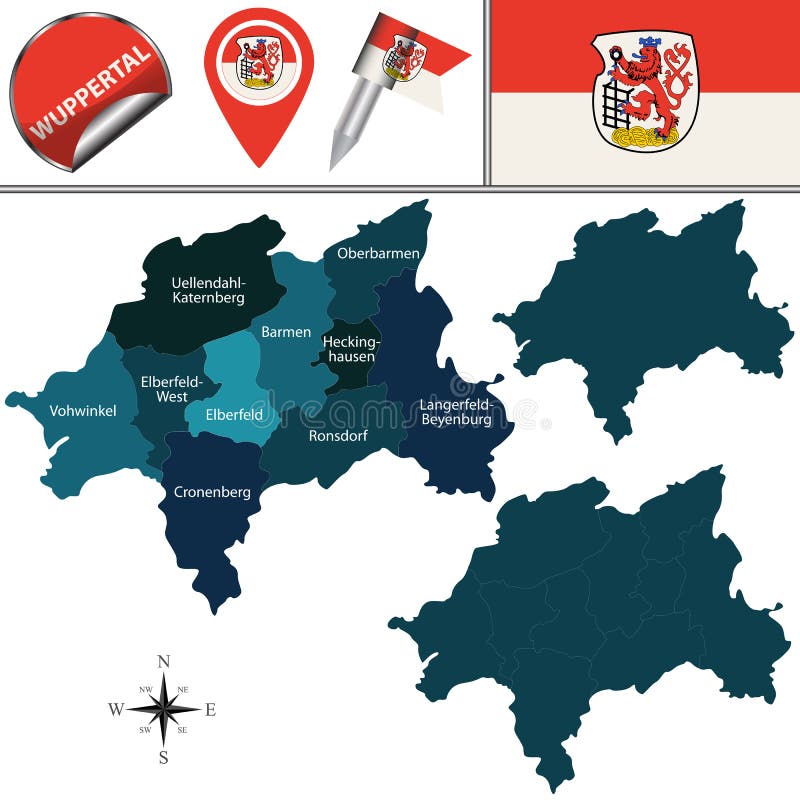 Map of Wuppertal, Germany stock vector. Illustration of westphalia ...