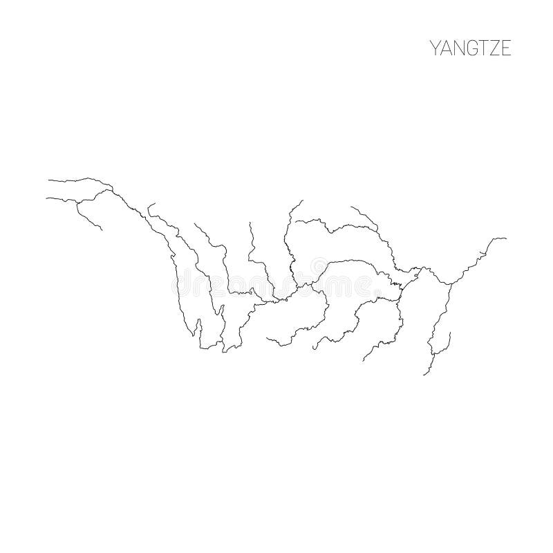 Map of Yangtze River Drainage Basin. Simple Thin Outline Vector ...