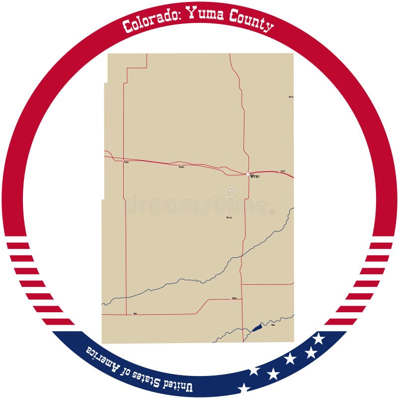 Map of Yuma County in Colorado, USA Stock Vector - Illustration of ...