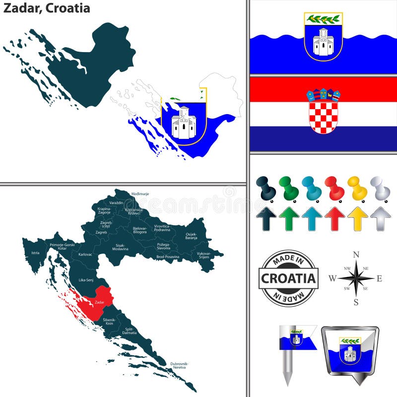 Map of Zadar, Croatia stock vector. Illustration of croatian - 167969256