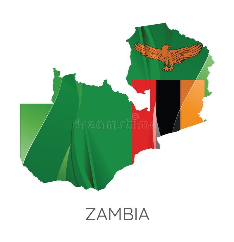 Map of Zambia with National Flag. Vector Illustration Stock Vector ...