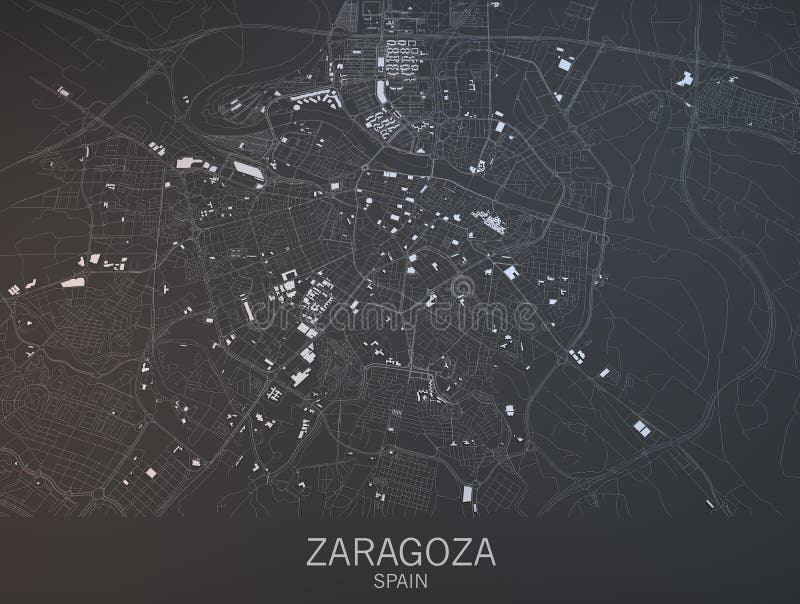 Map of Zaragoza, Saragossa, Spain Stock Illustration - Illustration of ...