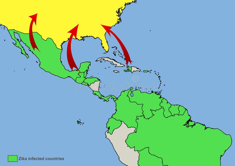 Map of Zika Virus Infected Countries Stock Illustration - Illustration ...