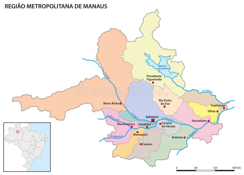 Mapa Administrativo Da Cidade Basiliana De Manaus Amazonas Brasil ...