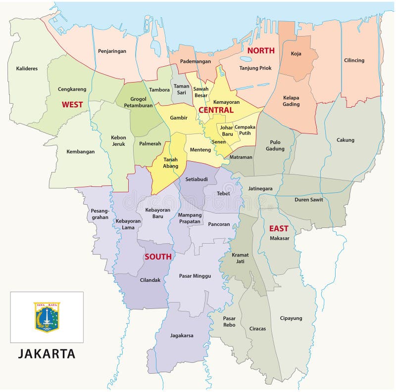 Mapa Administrativo De Jakarta Stock de ilustración - Ilustración de ...