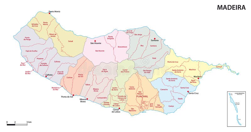 Mapa Administrativo De La Isla Portuguesa De Madeira Stock de ...