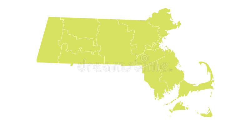 Mapa Administrativo De Massachusetts. Mapa De Condados De Massachusetts ...