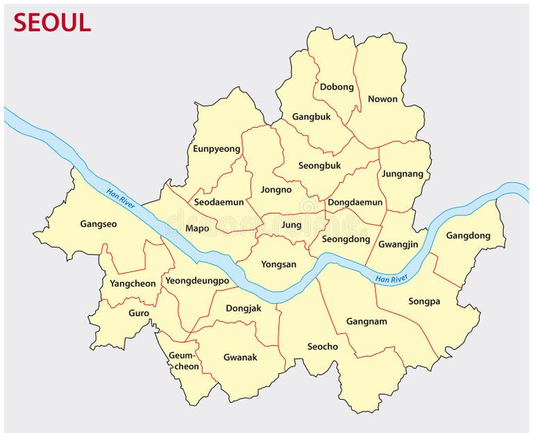 Mapa Administrativo De Seul Stock de ilustración - Ilustración de asia ...