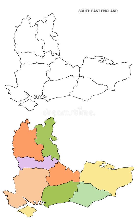 Mapa Administrativo Del Sureste De Inglaterra Conjunto Mapa De Esquema ...