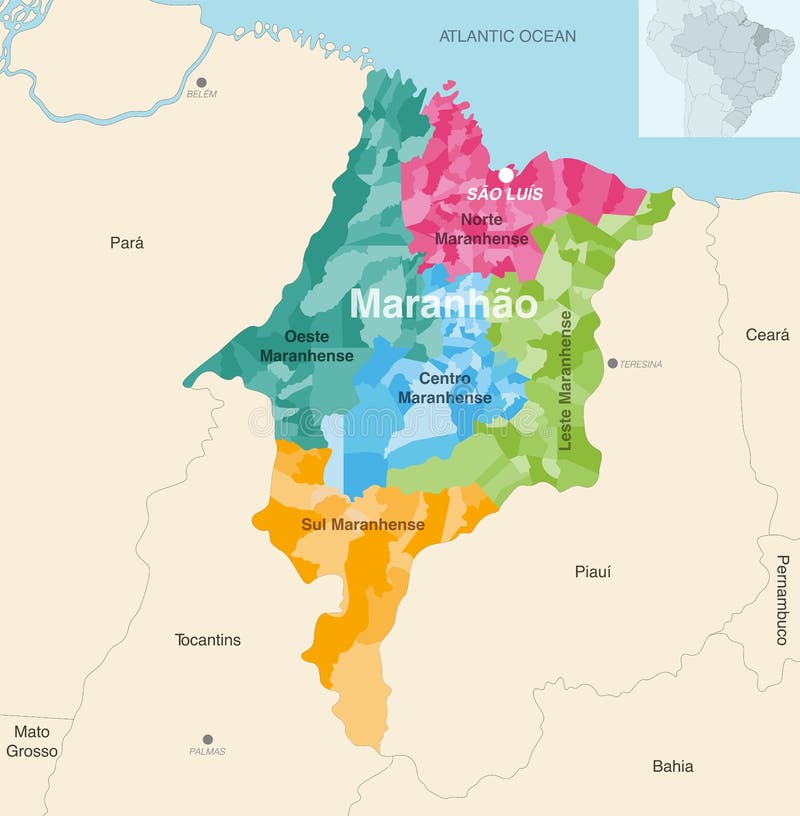 Mapa Administrativo Do Estado Do Brasil Maranhao Mostrando Municípios ... Mapa Administrativo Do Estado Do Brasil Maranhao Mostrando Municípios ...
