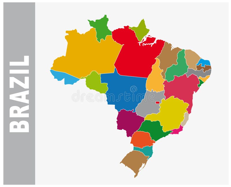Mapa Administrativo E Político De Brasil Colorido Ilustração Stock ...