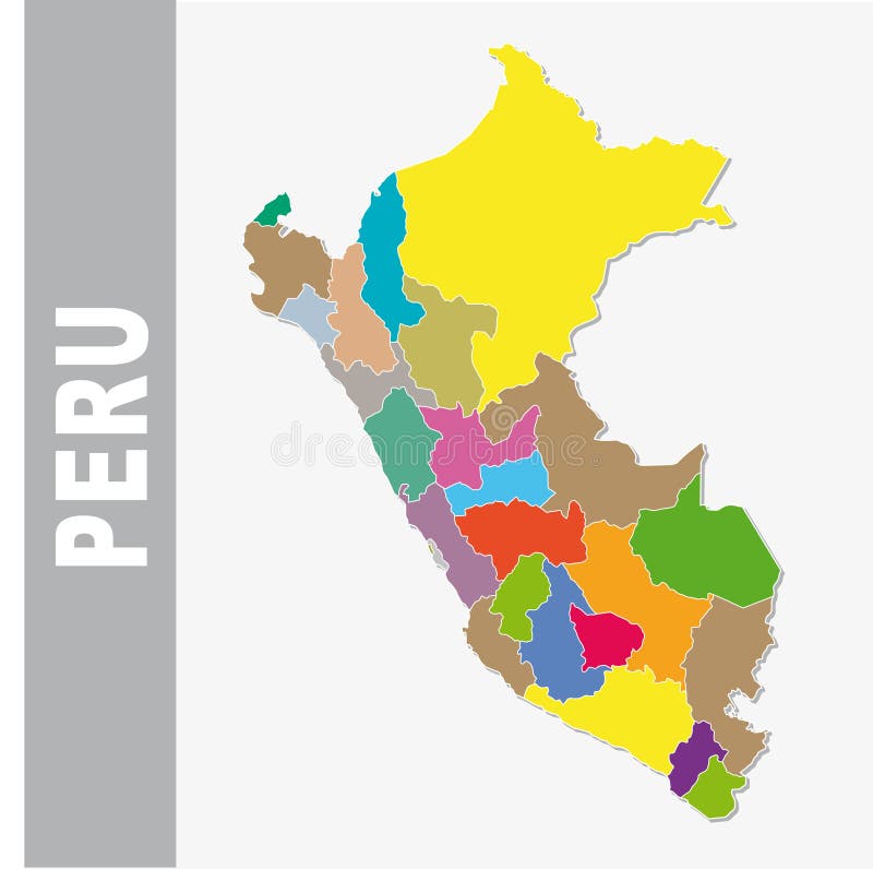 Mapa Administrativo E Político Do Peru Colorido Do Vetor Ilustração do ...
