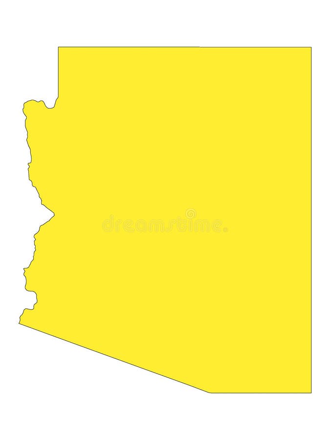 Mapa Amarillo Del Estado De Los E.E.U.U. De Arizona Ilustración del ...